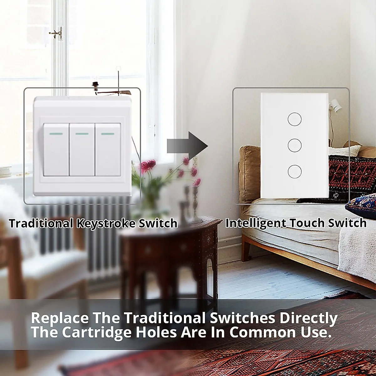 MOES WiFi Smart Wall Touch Light Switch Glass Panel Wireless Remote Control by Mobile APP Anywhere Compatible with Alexa,Timing Function No Hub Required (Wall Switch 3 Gang)