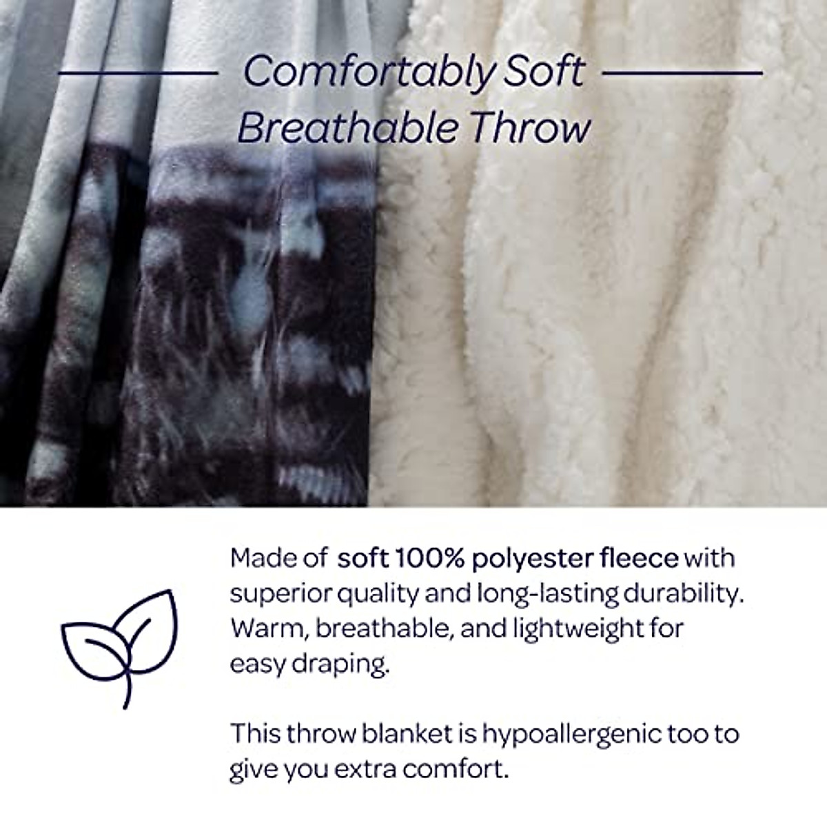 Bedford Home Sherpa Fleece Throw Owl Print Pattern, Lightweight Hypoallergenic Bed or Couch Soft Cozy Plush Blanket for Adults and Kids, Multicolor