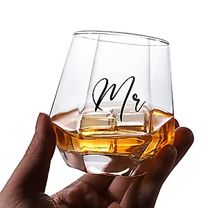 Mr and Mrs Wine Glasses Gifts,Wedding Gifts for Bride and Groom -Gifts for Bridal Shower Engagement Wedding and Married Anniversary-His & Hers, Engagement Gift, Couples Gifts for Husband & Wife