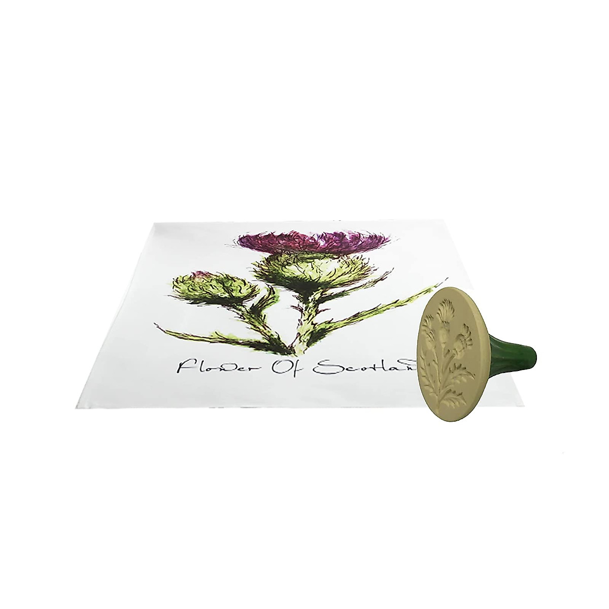Exclusively Irish Kitchen Set 1 Thistle Cookie Stamp and 1 Thistle Flower of Scotland Tea Towel