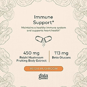 Gaia Herbs Reishi Mushroom - Helps Maintain a Healthy Immune System & Supports Heart Health - Adaptogen Herbal Supplement for Longevity Support - 40 Vegan Liquid Phyto-Capsules (40-Day Supply)