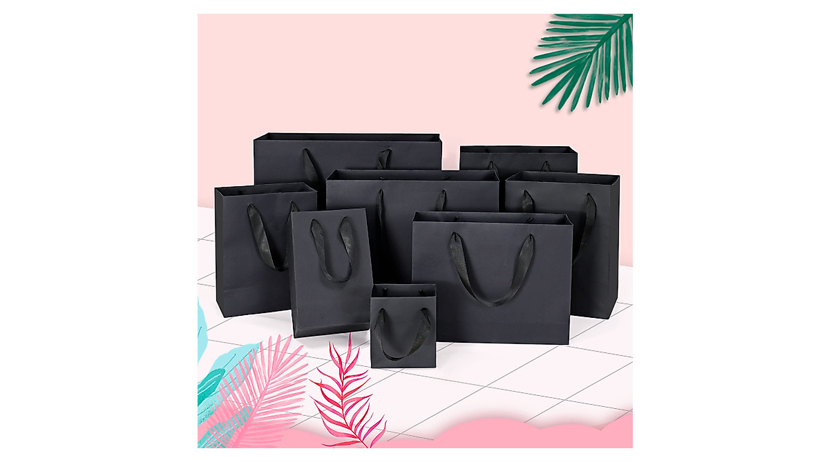 Mini Black Gift Bags 12 Pack for Parties, Weddings & Gifts