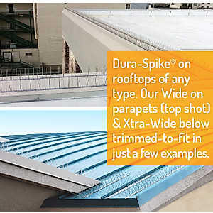 Bird Barrier Dura-Spike Stainless Steel Bird Spikes | Metal Pin Strips for Ledge, Roof, Pipe - Adhesive Included - Xtra Wide (8 in) 10 Ft. Length