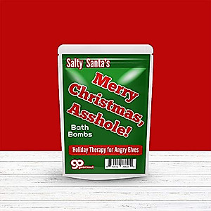 Merry Christmas Asshole Bath Bombs - XL Black and Red Fizzers for Adults - Handcrafted, Black Cherry Scent, Made in America, 2 Count