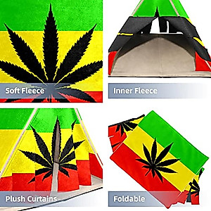 RATGDN Small Pet Hideout Cannabis Texture Marijuana Leaf Flag Hamster House Guinea Pig Playhouse for Dwarf Rabbits Hedgehogs Chinchillas