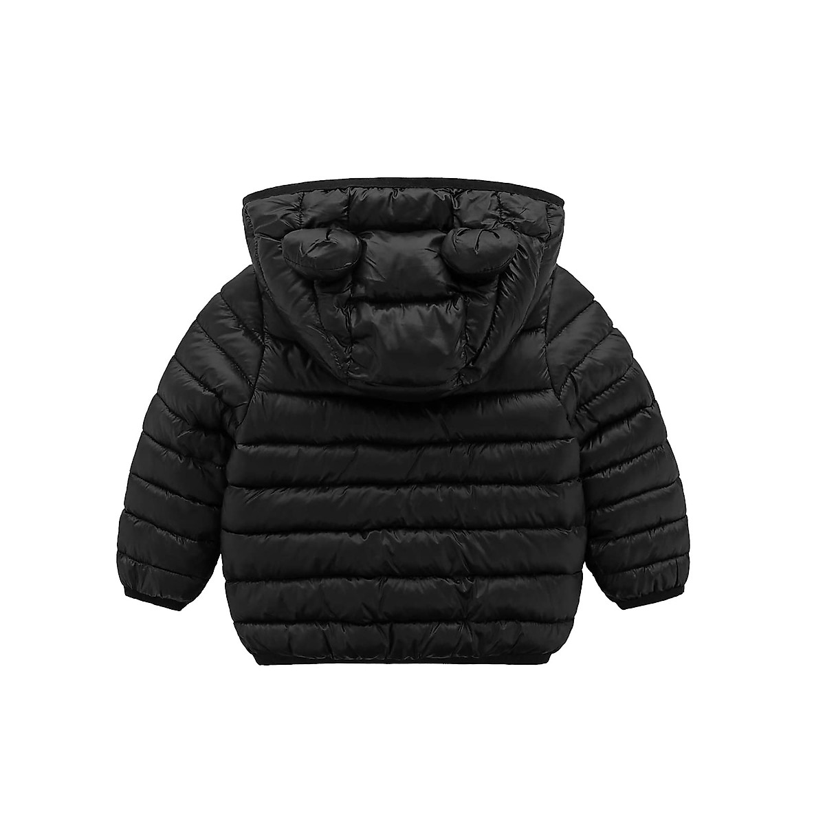 XMWEALTHY Baby Boys Girls Winter Coats Toddler Light Puffer Down Jacket Infant Kids Bear Hoods Padded Outwear Black 6-12 Months