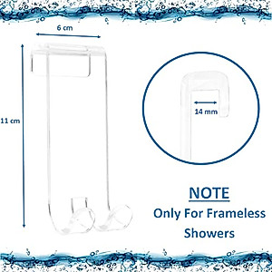 My Space Organizers Acrylic Shower Hooks (2 Pack) Razor Holder to Hang Towel Loofah Washcloth Hook, for Use On Bathroom Frameless Glass Shower Door
