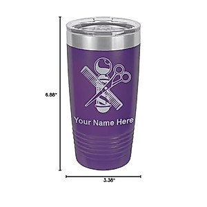 LaserGram 20oz Vacuum Insulated Tumbler Mug, Barber Shop Pole, Personalized Engraving Included (Dark Purple)