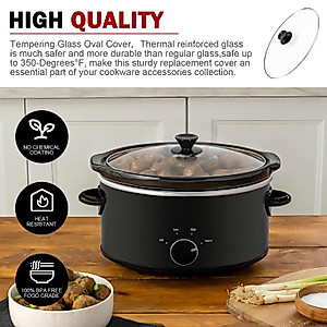 Oval Glass Lid 7 Quart Fits for Hamilton Beach Slow Cooker Lid & Rival Crock Pot Slow Cooker 33176,33172,33473,3317,SCV700SS,SCV702,SCCPVP700-S Replacement Oval 7 Quart Lids