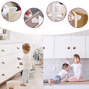 Child Safety Magnetic Cabinet Locks(10 Locks & 2 Keys), Baby Proofing Cupboard Drawers Latches, 3M Adhesive Easy Installation