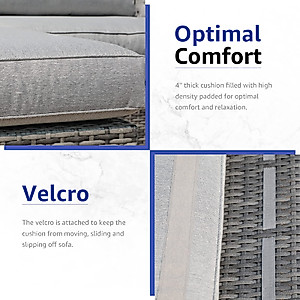 Patiorama 3-Piece Patio Furniture Set, Outdoor Sectional Sofa, All-Weather Grey PE Wicker Rattan Conversation Set,Outdoor Couch Loveseat,Patio Seating for Porch Balcony Garden Pool(Light Grey Cushion)