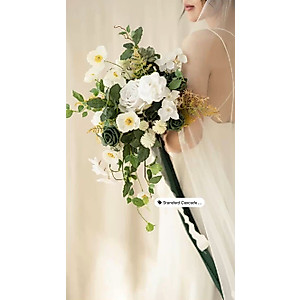 Chiffon Silk Ribbon Green & White Handmade Frayed Fringe Sheer Boho Ribbon for Flower Bouquet, Gift Wrapping, Wedding Invitations, 1-1/2'' 5 Yards*4 Rolls