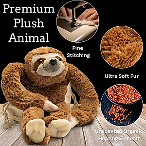 Lulumaia Sloth Heating Pad Stuffed Animal Microwavable Heating Pads for Menstrual Cramps Long-Lasting and Reusable Plush Microwavable Animal for Soothing Comfort During Periods Cramps (Cuddly Sloth)