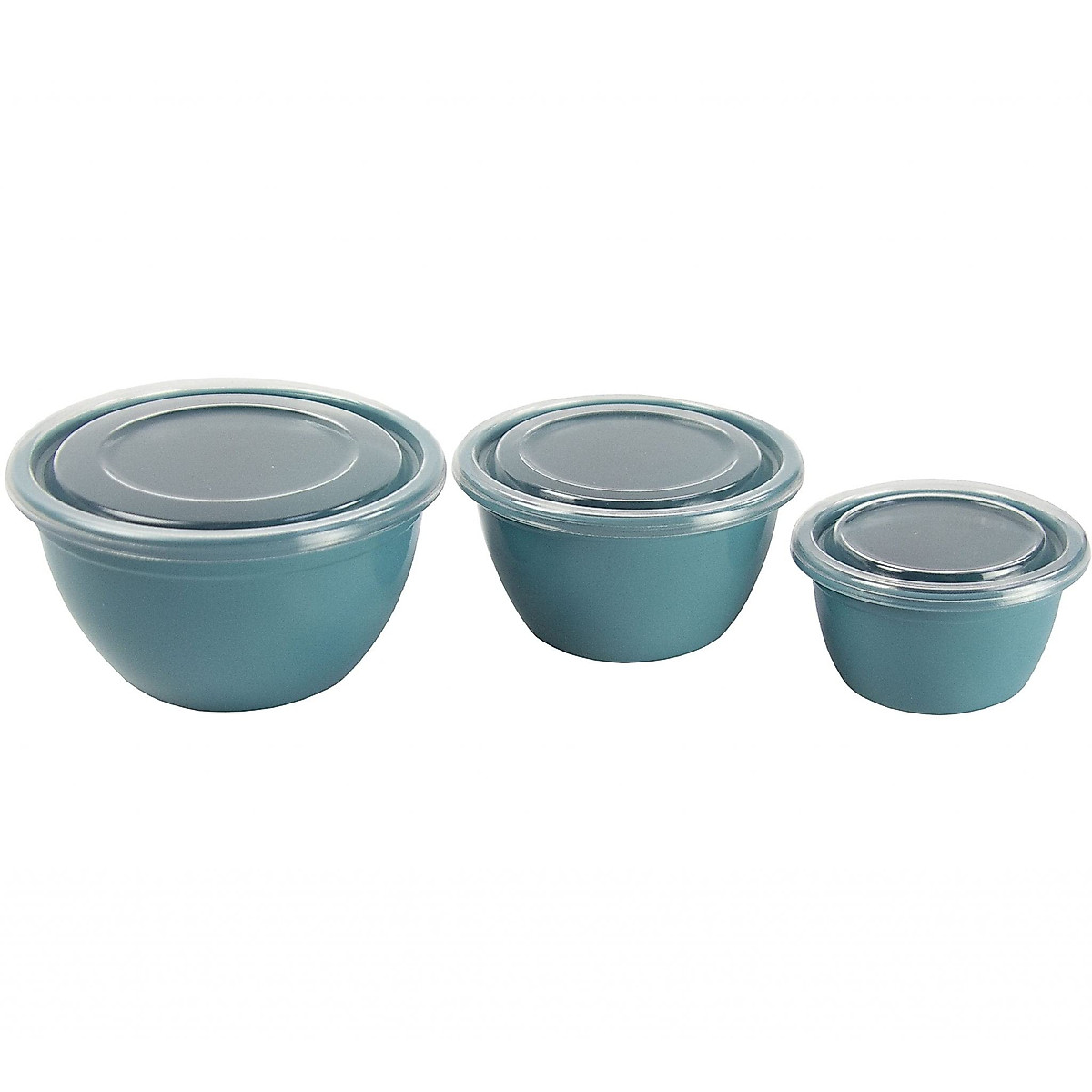 Wisconic 12-Piece Bowl Set - Plastic, Durable Kitchenware, Dishwasher Safe - Made in the USA - Prussian Blue & Light Teal