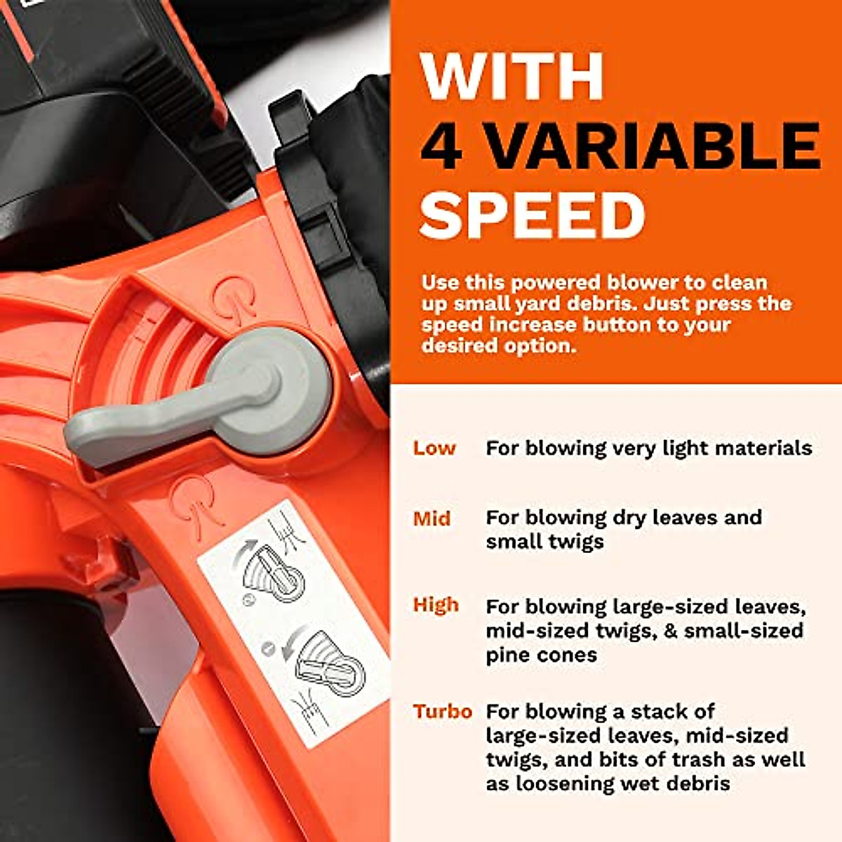 Redback Leaf Blower Vacuum Battery Powered Blower for Cleaning Up Small Garden Debris Cordless Lawn Vacuum with Powerful Mulcher Modern Lawn Care Equipment Tool Only EV48OD