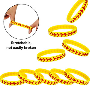 JOVITEC 48 Packs Softball Bracelet Softball Wristband Silicone Bracelet Softball Gift for Softball Player and Softball Teams