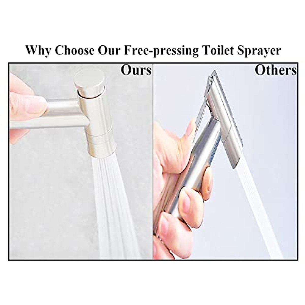 JMSODITI Free-pressing Handheld Bidet Sprayer For Toilet Sprayer Cloth Diaper Sprayer Kit Shattaf Jet Sprayer Attachment With One-Button Switch For Bathing Pet Personal Hygiene Cleaning Car Floor