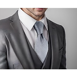 SHLAX&WING Solid Color Grey Mens Neckties Silk Ties Business Classic 57.5 inches