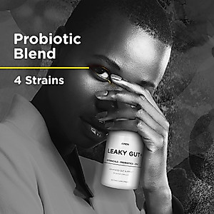 Amen Leaky Gut Supplements - Advanced Formula with Bioavailable L Glutamine, Zinc, Turmeric, Licorice Root - Bowel and Stomach Probiotics & Fermented Prebiotics - Vegan, Non-GMO - 90 Capsules