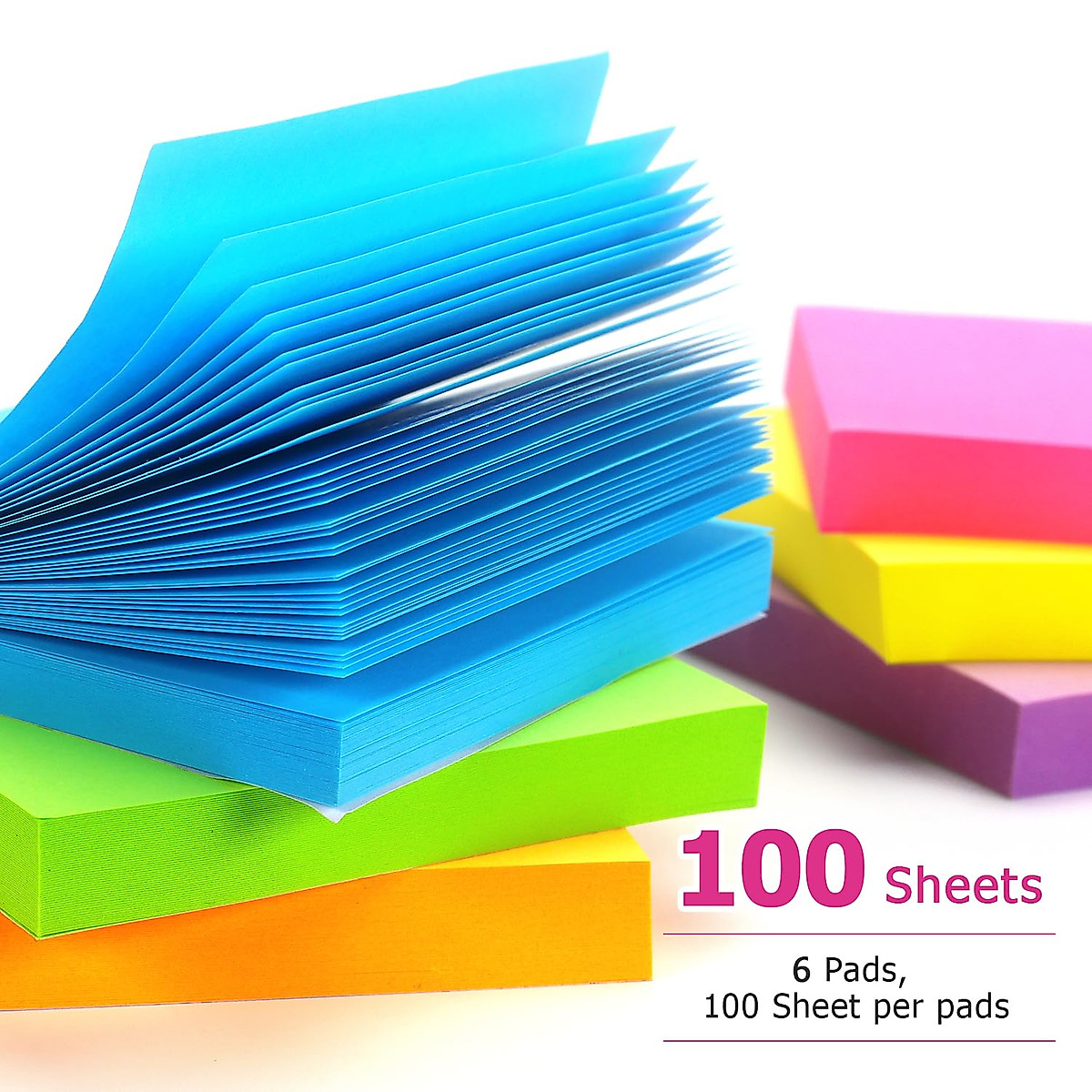 Early Buy Sticky Notes 6 Bright Color 6 Pads Self-Stick Notes 3 in x 3 in, 100 Sheets/Pad