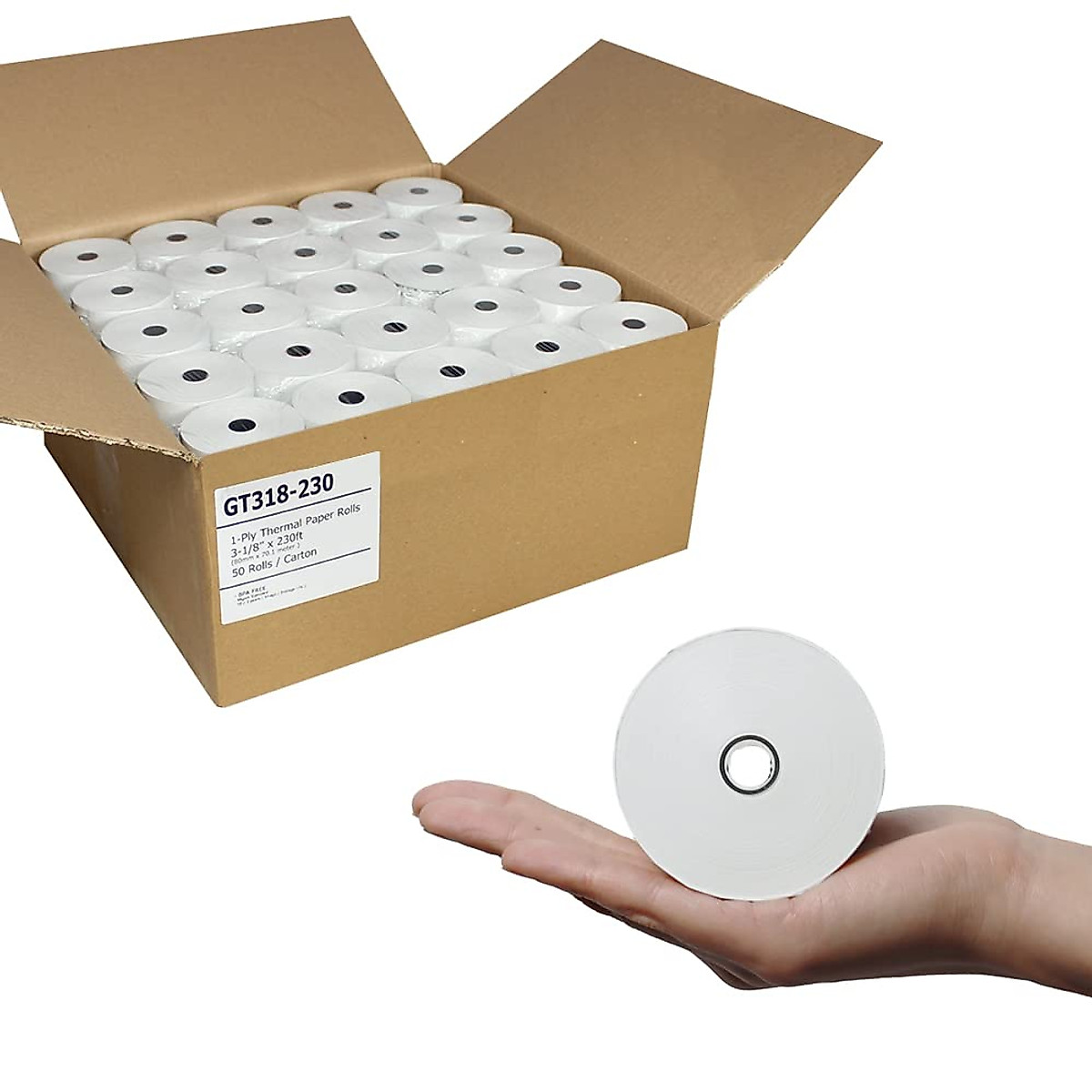 Gorilla Supply Thermal Paper Receipt Roll 3-1/8" x 230' BPA Free 50 Rolls