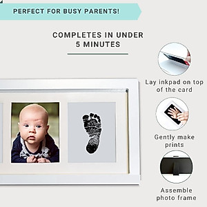 Baby Prints Newborn Handprint and Footprint Picture Frame Keepsake Kit, 13.5 x 7 INCHES (Large Size), Mess-Free Ink Pad Included | Gift for New Parents for Babyshower | Photo Keepsake