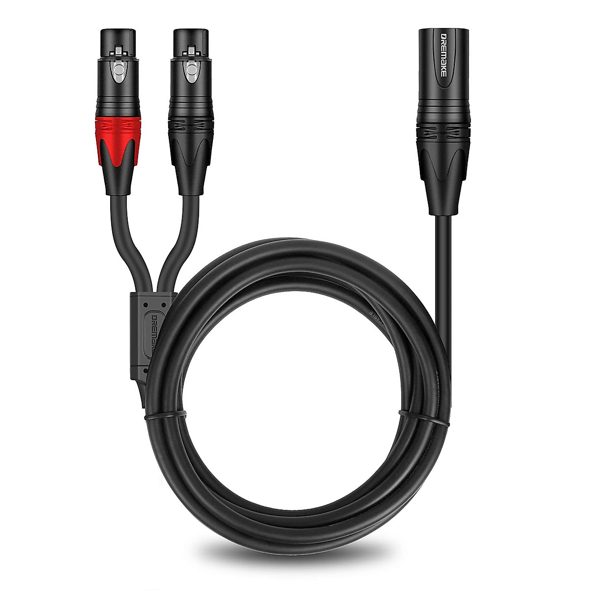 DREMAKE Balanced XLR Microphone Y Splitter Audio Cable, XLR Male to Dual XLR Female Y Cord, 3-Pin XLR Male to Double XLR Female Mic Adapter Converter Cable 3 Feet 2 Female to 1 Male XLR Plug