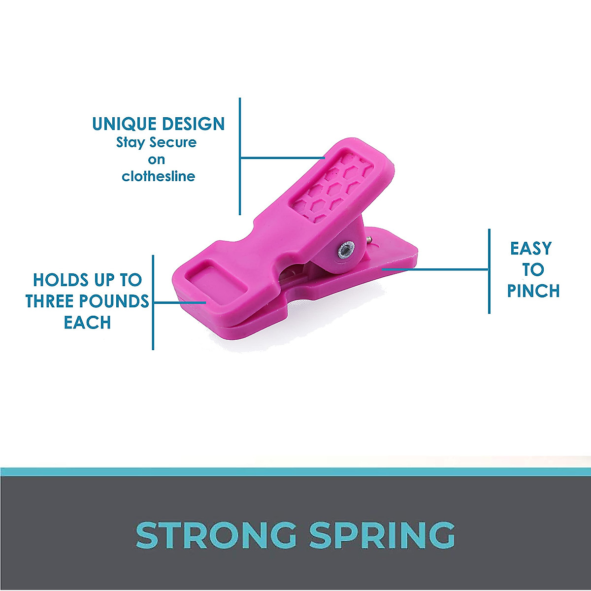 WEWEL Plastic Laundry Clothespins for Hanging Clothes 36 Pack, Multipurpose Windproof Cloth Clips, Indoor Outdoor Heavy Duty Cloth Pegs for Hanging Clothes, with Delux Storage Box