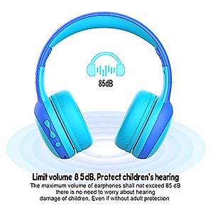 gorsun Bluetooth Kids Headphones with Microphone,Children's Wireless Headsets with 85dB Volume Limited Hearing Protection,Stereo Over-Ear Headphones for Boys and Girls (Blue)