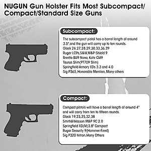 2 Pack Gun Holster, Concealed Carry Holsters for Women Men, Universal Holster for Pistol, IWB Holster for Most Compact Subcompact P365 P938 Glock 19 26 27 43 Taurus G3C SCCY CPX-2 M&P Shield 9mm