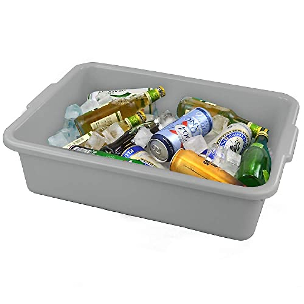 Anbers 4-Pack Commercial Tote Box, Plastic Bus Box, Bus Tubs, 22 L, Gray