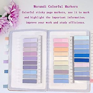 Potanro Sticky Tabs 800 Pcs Book Tabs Colorful Sticky Index Tabs 40 Colors Translucent Annotation Tabs ,Transparent Sticky Notes Tabs, Writable Page Tabs with Ruler for Annotating Books