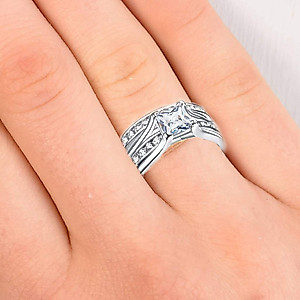 VPKJewelry 2.00 ct Real 925 Sterling Silver Wedding Engagement 2 pc set Diamonique CZ Ring Women (4.5)