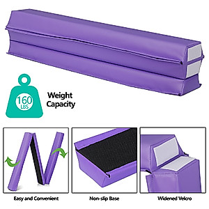 Oteymart Balance Beam Folding Gymnastics Beam Extra Firm Foam Anti-Slip Bottom Equipment for Floor Home Training, Kids, Adults (9)