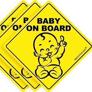 2023 Design- Baby on Board Sticker Sign (3 Pack), Baby Board, Baby car Sticker, Baby car Decal, US Department of Transportation Recommend Color & Shape,Kid Safety, 5”by5” by Innovative Bay