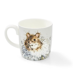 Portmeirion Royal Worcester Wrendale Designs Dandelion Mug | 14 Ounce Large Coffee Mug with Mouse Design | Made from Fine Bone China | Microwave and Dishwasher Safe