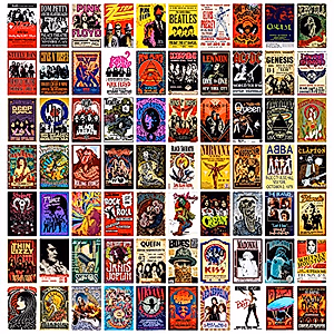 72Pcs Vintage Rock Band Posters Wall Collage Kit - Old Retro Music Concert Album Cover Aesthetic Pictures for Home Theater Room Man Cave Bedroom Art Decor - Postcard Size Photo 4" x 6"