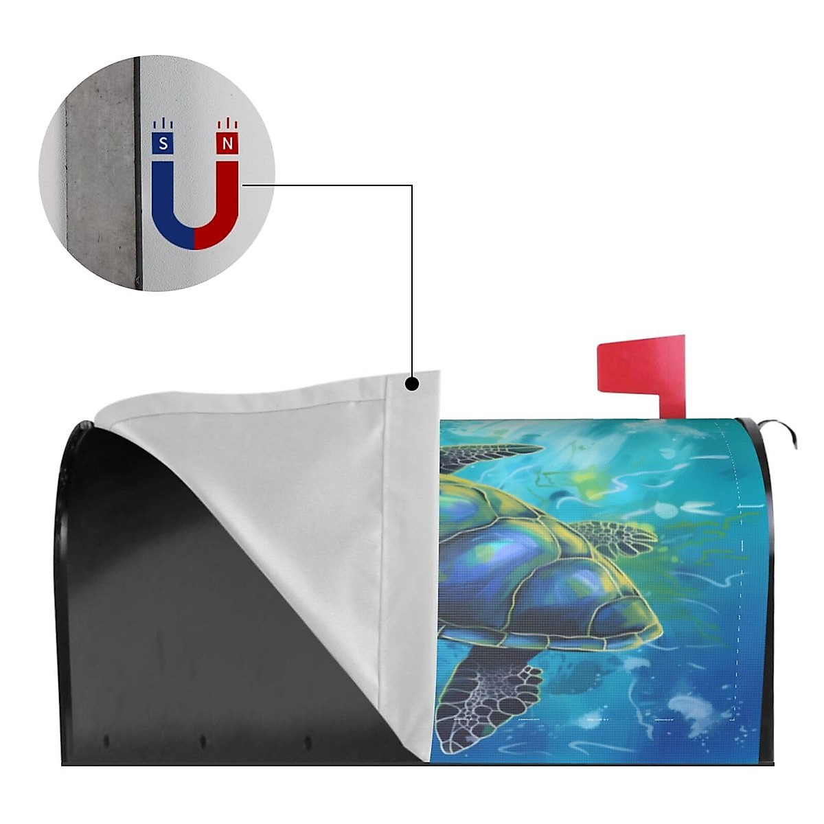 Turtle Ocean Magnetic Mailbox Covers, Mail Wraps Garden Yard Home Decor for Outdoor Standard Size 21x18 in