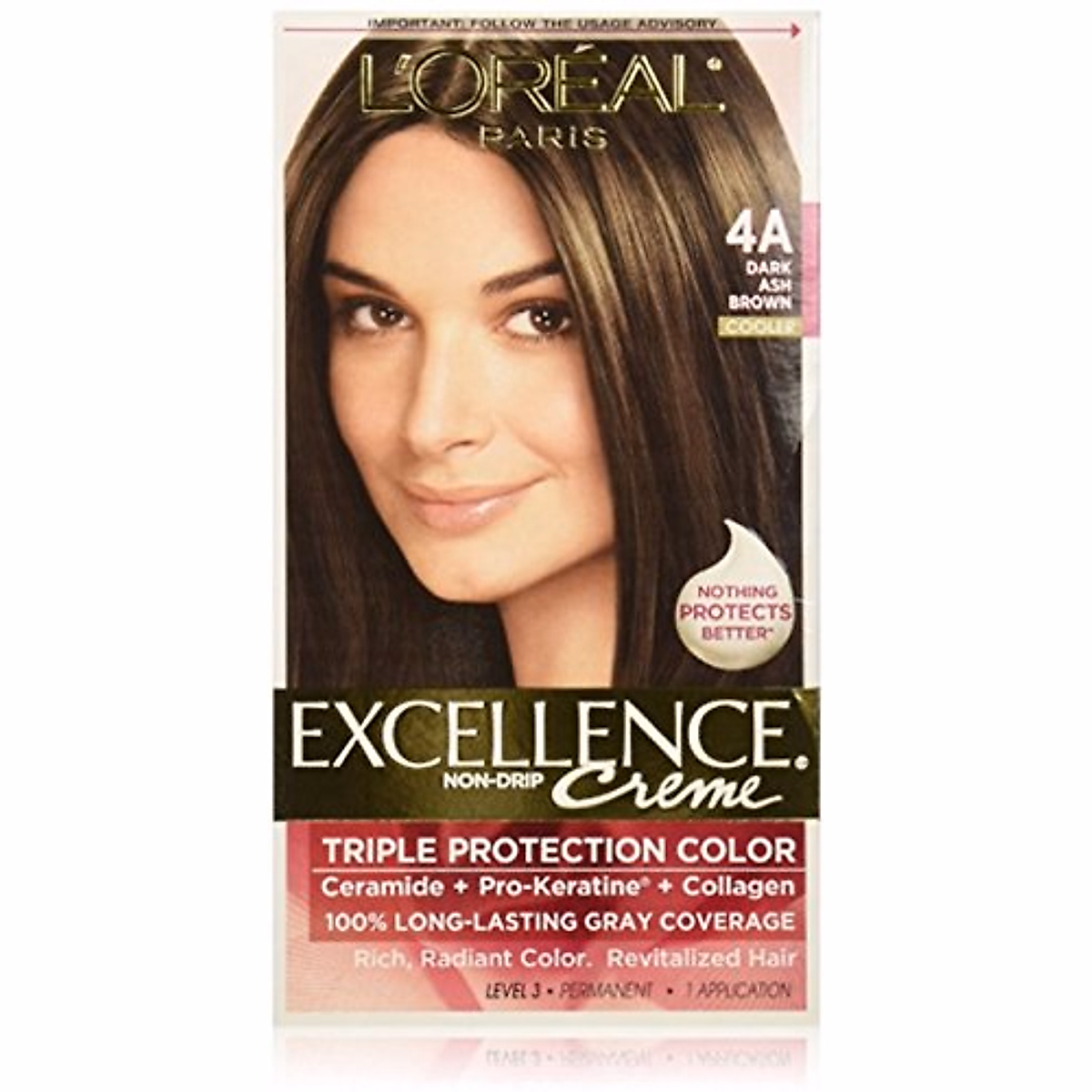 L"Oreal Paris Excellence Creme 4A Dark Ash Brown Cooler Permanent Haircolor