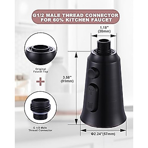 WOWOW Kitchen Faucet Head Replacement, 3 Function Pull Down Faucet Sprayer Head with 9 Adapters, Oil Rubbed Bronze Kitchen Sprayer Nozzle Compatible with Moen, Delta, Kohler Faucets