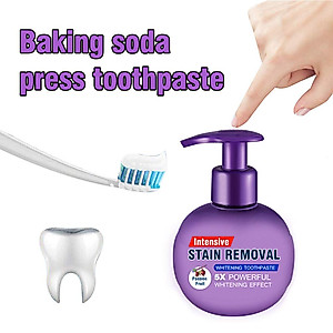 Baking Soda Toothpaste Teeth Whitening Toothpaste Natural Fluoride-Free Intensive Stain Removal Whitening Toothpaste Strong Power Cleaning Fight Bleeding Gums Press Toothpaste(Passion Fruit)