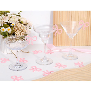 Pink Bow Acrylic Drink Tag Charms for Wedding - Pink Bow Party Decor, Bridal Engagement Party Decor, Bow Party Decor Table Charm, Coquette Themed Party Decoration, Dinner Party Decor(Bow Drink Tags)
