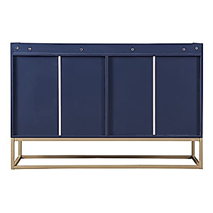 FRITHJILL Modern Sideboard with 4 Doors, Buffet Server Console Table with Gold Metal Base, Dining Room Entryway Storage Cabinet