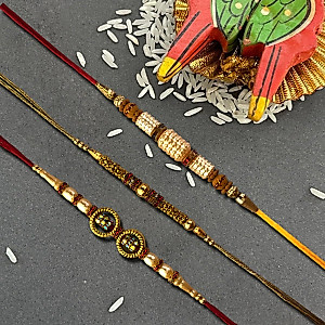 SHREESHANAIK Set of 3 Rakhi Handicrafted Rakhi Sets for Brother Bhaiya Bhai and Bhabhi for Raksha Bandhan Indian Bracelet Beads Rakhi Thread Bhaiya Bhabhi Sister Rakhi Band