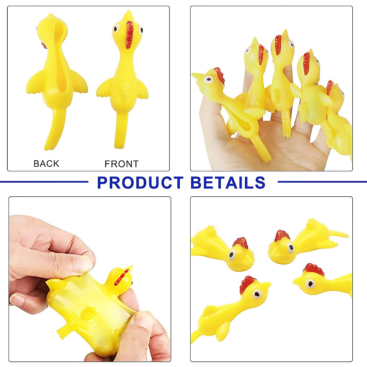 TIBDALA Slingshot Chicken Rubber Chicken Flick Chicken Flying Chicken Flingers Chicken Stretchy Toys, Funny Christmas Stuffers Easter Chicks Party Activity Novelty Gifts for Kids