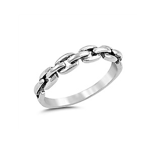 CloseoutWarehouse 925 Sterling Silver Chain Ring Size 7