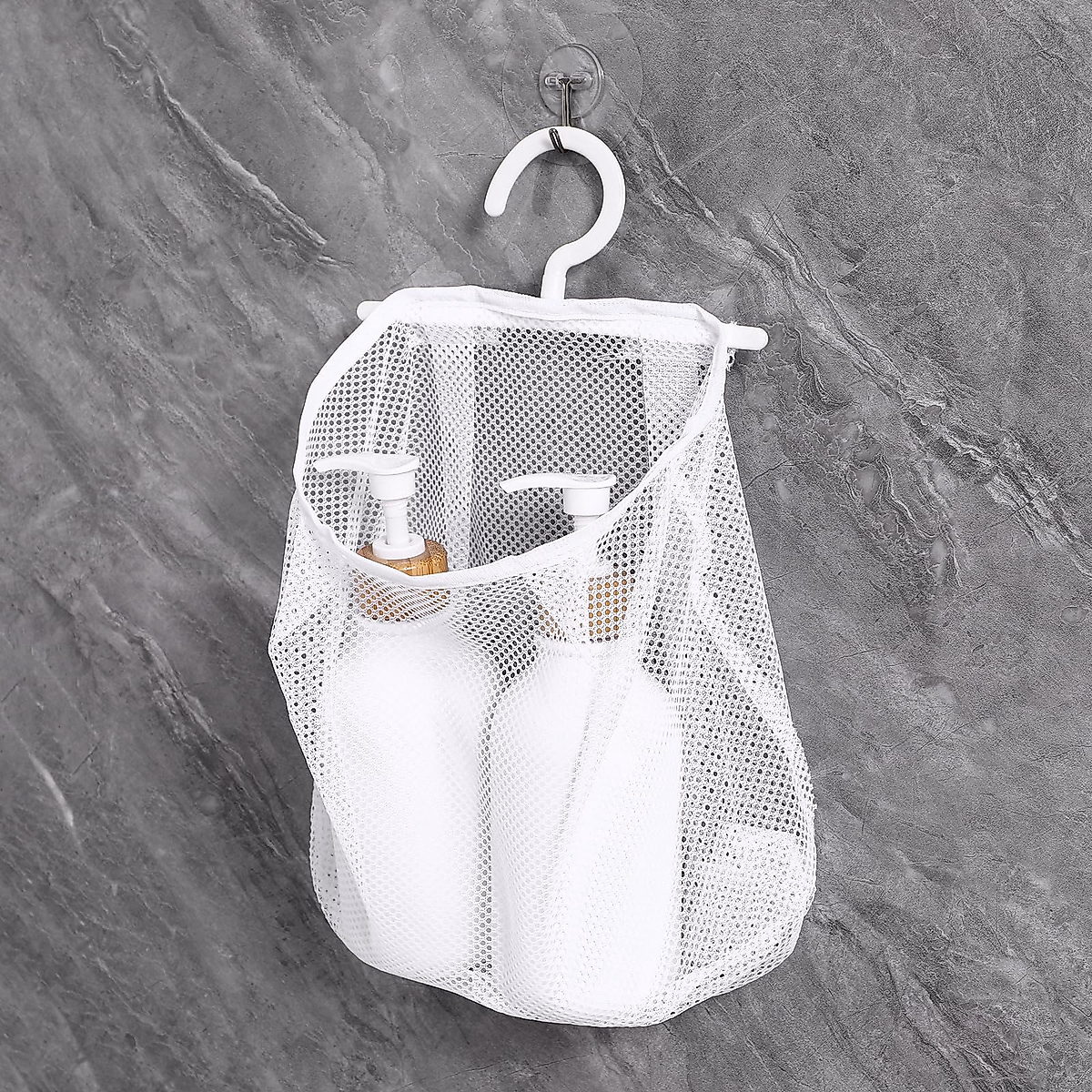 PartyKindom Hanging Mesh Clip Bag for Storage, Bathroom Laundry Bag, Multi-functional Mesh Clothespin Bag, Kitchen Storage Holder Bag, Fruit Vegetable Holder Pouch