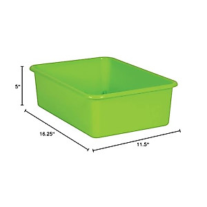 Teacher Created Resources TCR20409-3 Plastic Storage Bin, Large, 16.25-Inch x 11.5-Inch x 5-Inch, Lime, Pack of 3