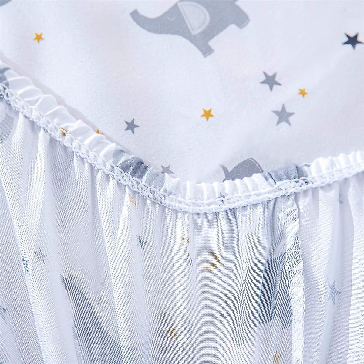 Jupeollon 3Piece Baby Crib Bedding Set for Boys Elephant Moon Star Themed Nursery Bedding Crib Sets for Boys Soft Breathable Included Crib Comforter Fitted Sheet Crib Skirt,Grey