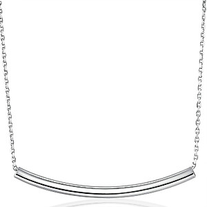 AM ANNIS MUNN Balance Tube Bar Necklace - 925 Sterling Silver Bar Pendant Necklace Simple Charm Womens Jewelry Necklace Birthday Gifts for Women Her